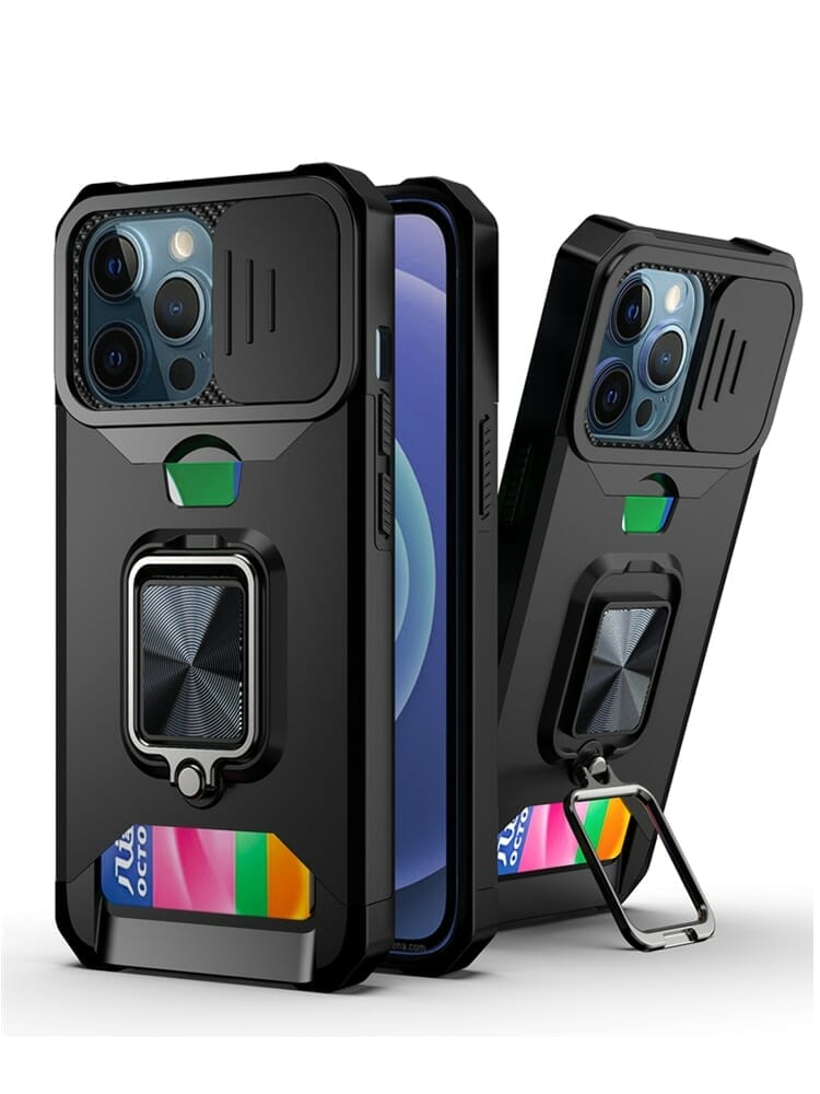 Heavy Duty Camera Lens Protection Case with Kickstand Ring for iPhone ...